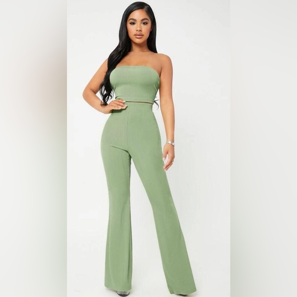 Pants & Jumpsuits | Sage Green Two Piece Pant Matching Set | Poshmark